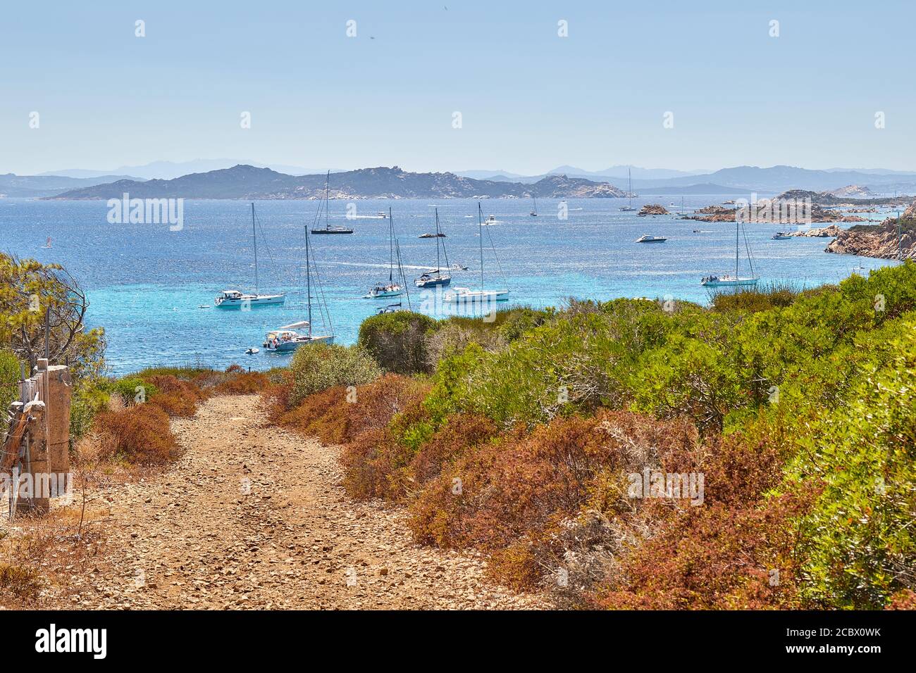 Isola Santa Maria island, view from top of the hill for cyan immaculate ...