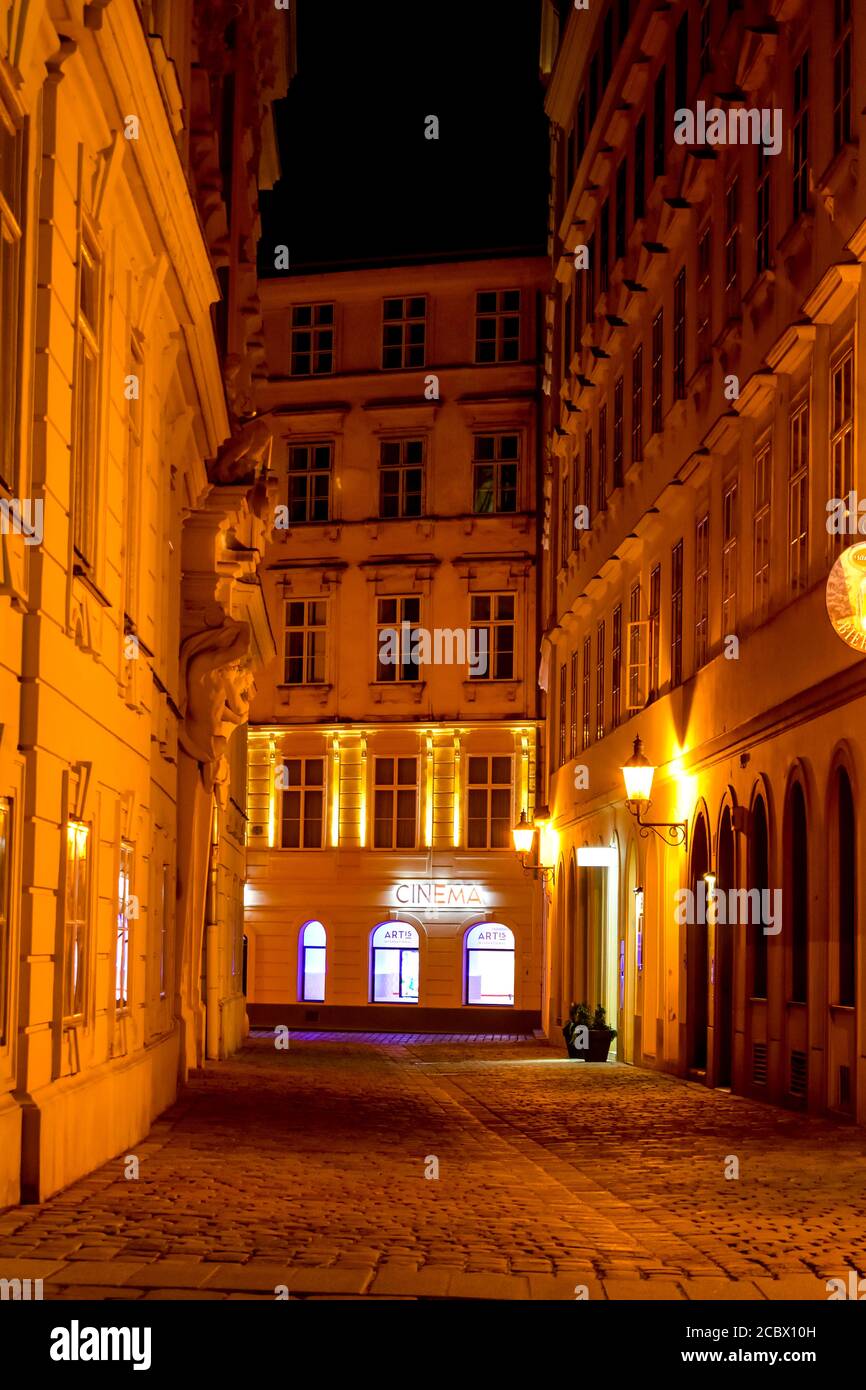 Streets and Buildings of Vienna at Night Stock Photo - Alamy