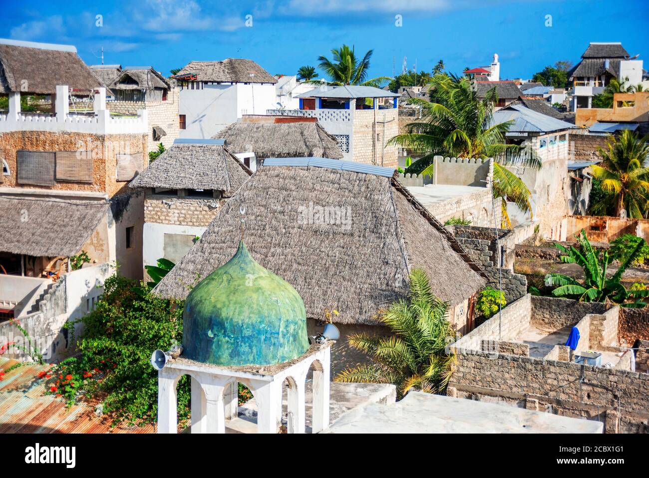Rooftops architecture houses and strees of the city town of Lamu in ...