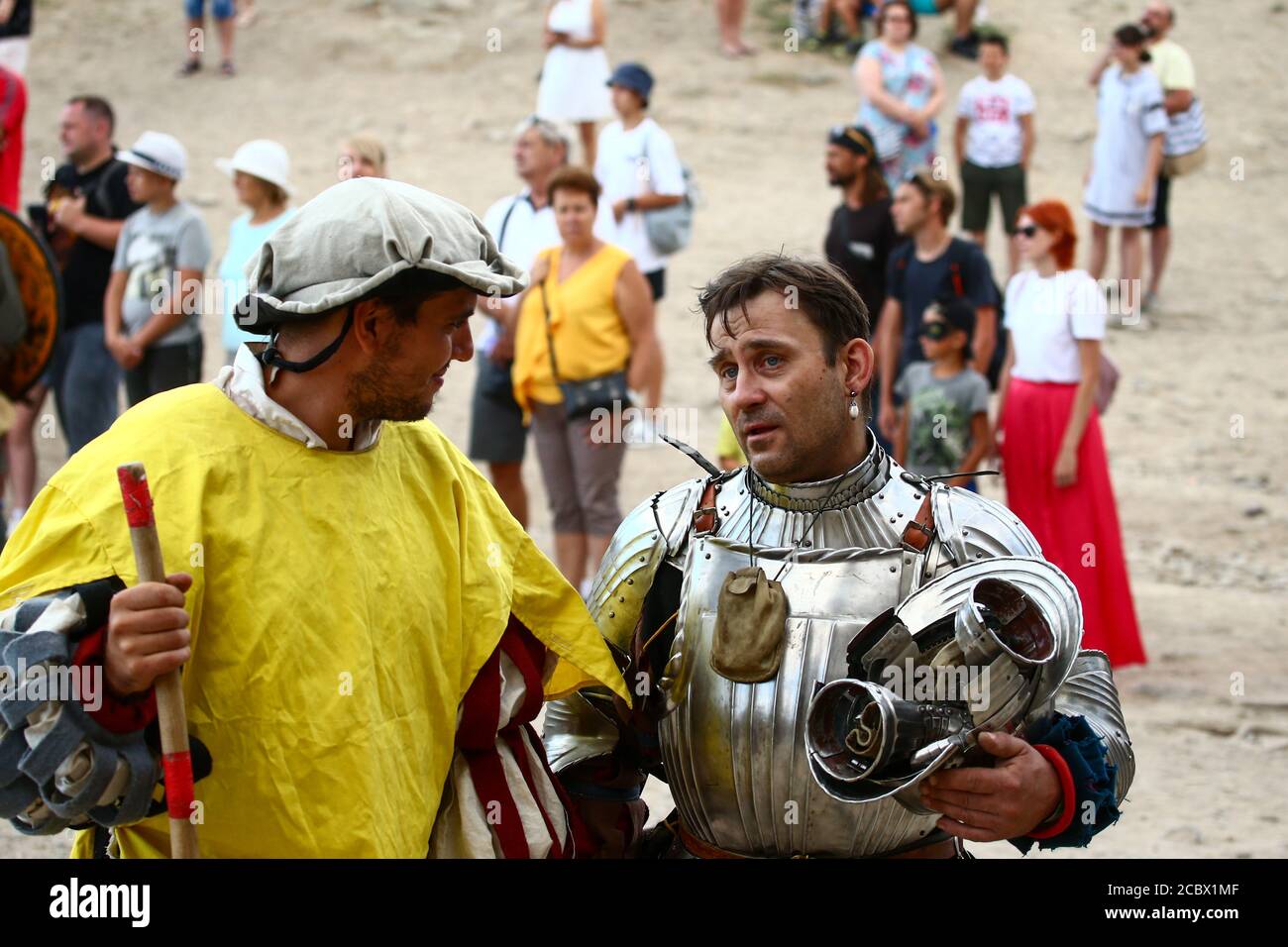 Crimea, Russia. 16th Aug, 2020. A man wears armour during the 20th ...