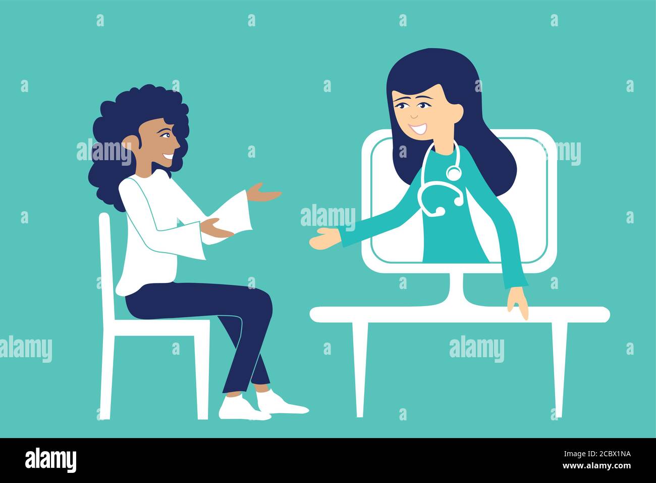 Illustration of telemedicine and teleconsultation, remote medical ...