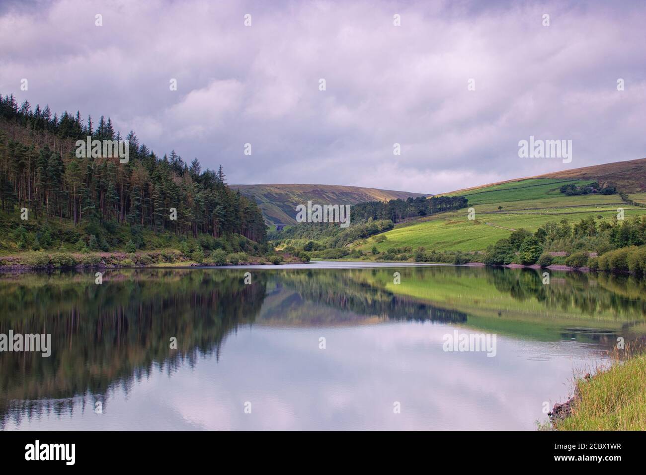Reflections in Ogden reservoir enhance the pastel shades of Pendle ...