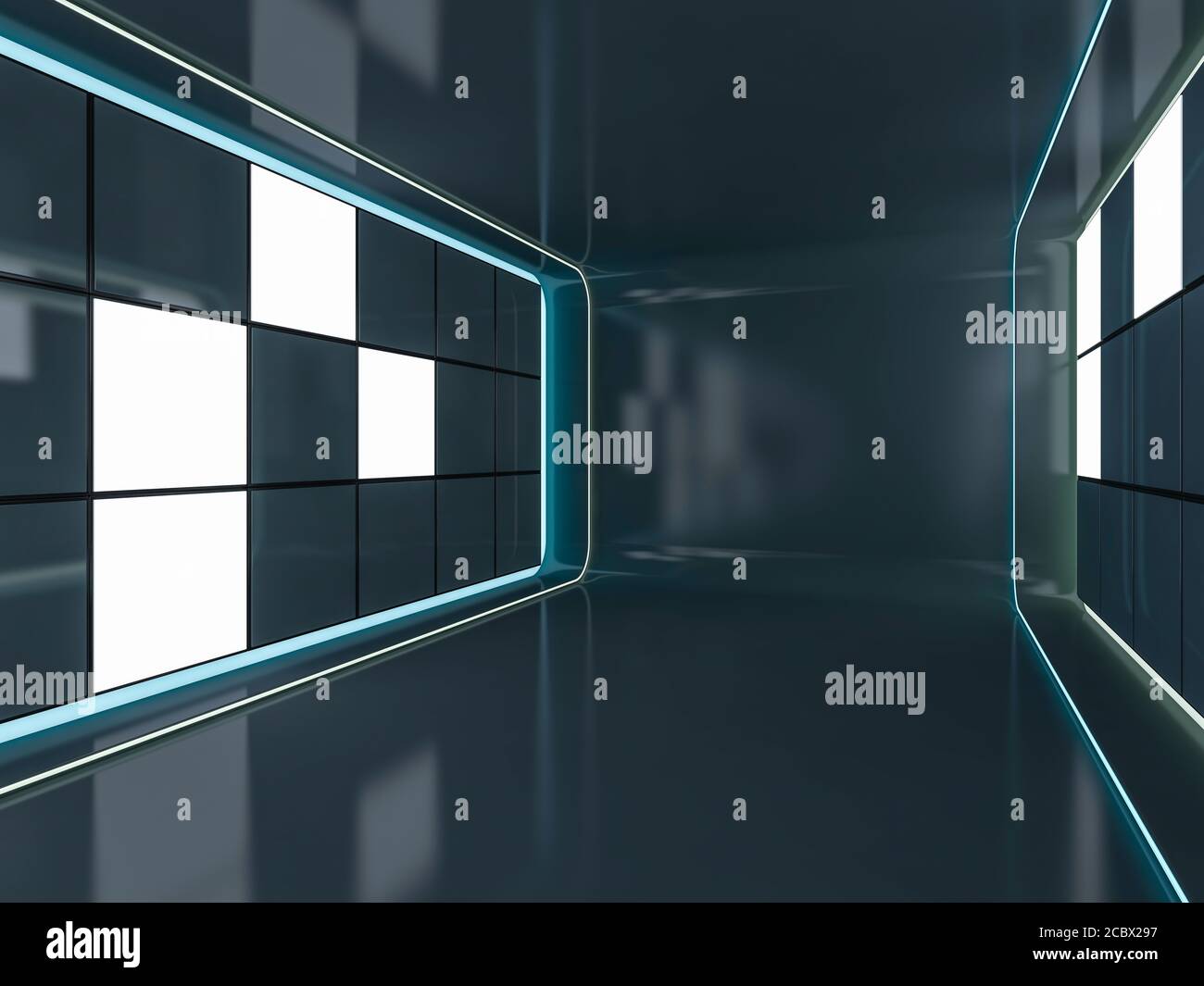 Abstract modern architecture background, empty open space interior. 3D ...