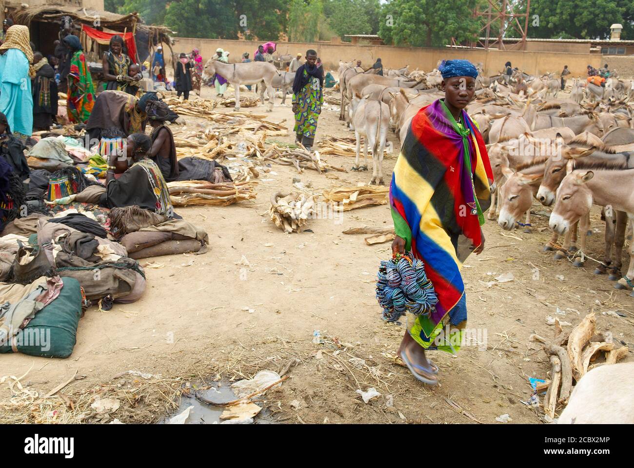 Niger. Sunday market at Ayorou on the Niger river bank Stock Photo - Alamy