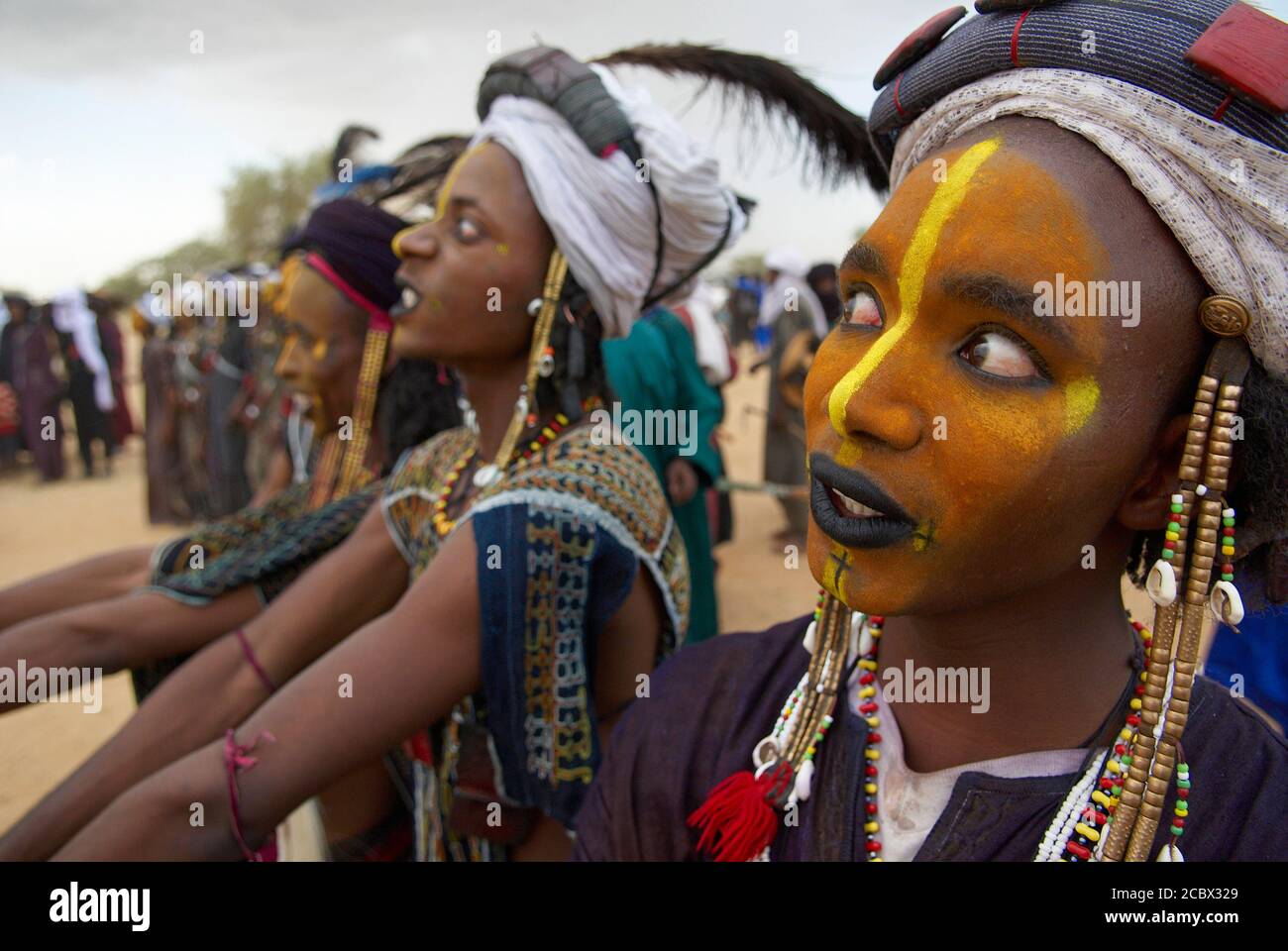 Niger. A Wodaabe-Bororo man with his face painted for the annual ...