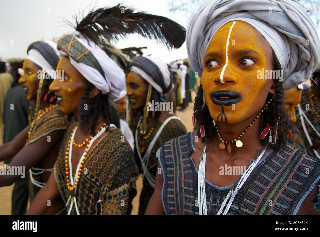 Niger. A Wodaabe-Bororo man with his face painted for the annual ...