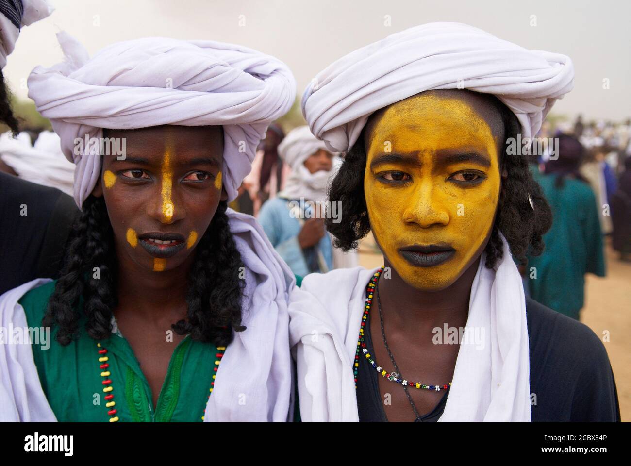 Niger. A Wodaabe-Bororo man with his face painted for the annual ...