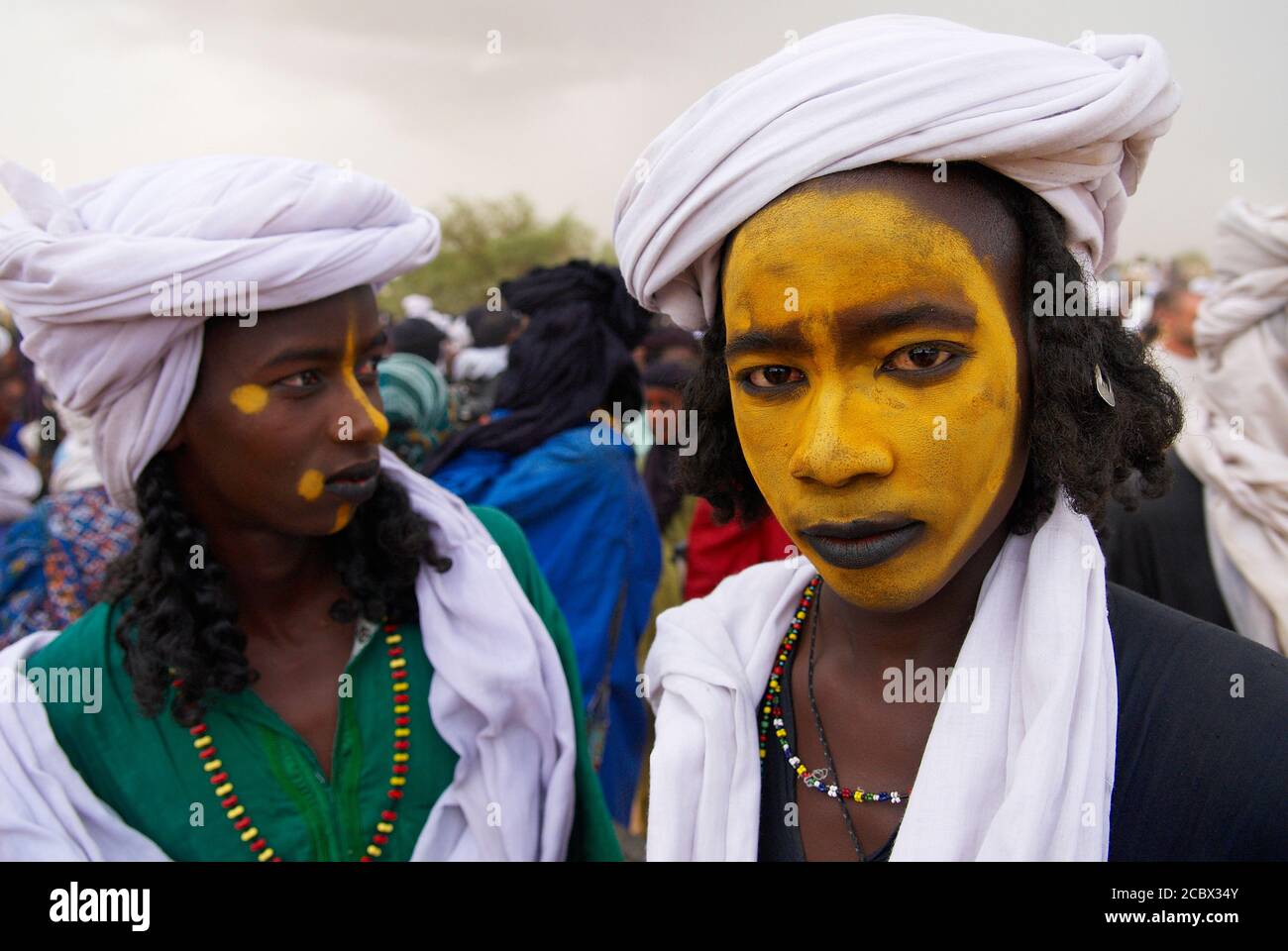 Niger. A Wodaabe-Bororo man with his face painted for the annual ...