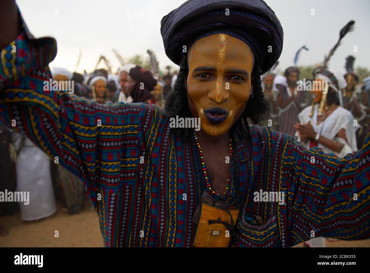 Niger. A Wodaabe-Bororo man with his face painted for the annual ...