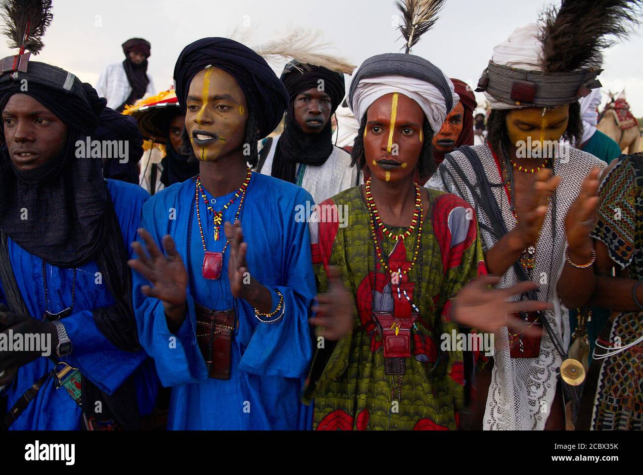 Niger. A Wodaabe-Bororo man with his face painted for the annual ...