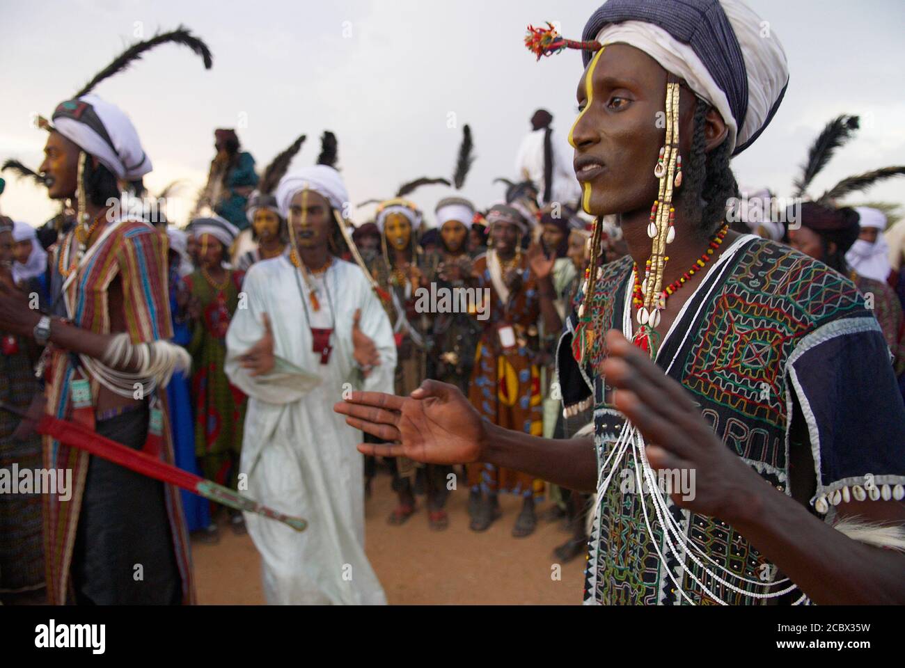 Niger. A Wodaabe-Bororo man with his face painted for the annual ...