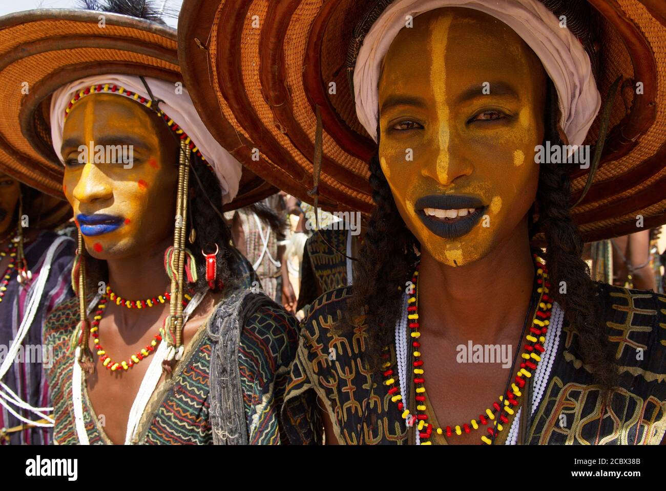 Niger. A Wodaabe-Bororo man with his face painted for the annual ...