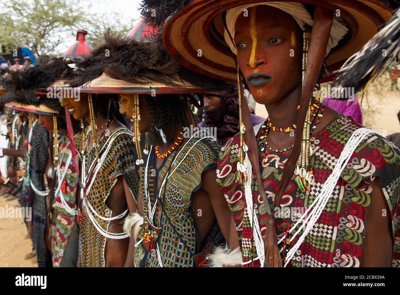 Niger. A Wodaabe-Bororo man with his face painted for the annual ...