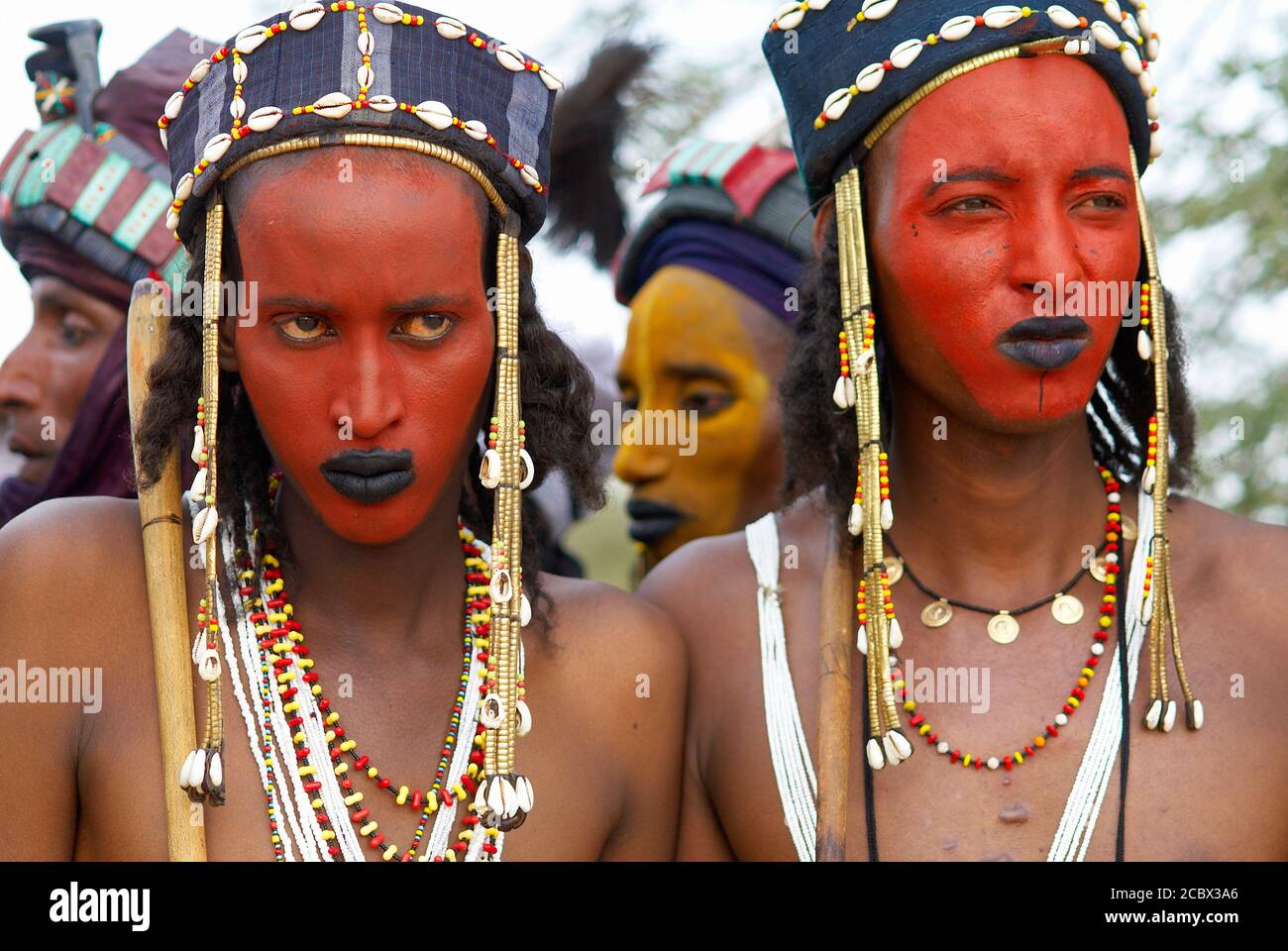 Niger. A Wodaabe-Bororo man with his face painted for the annual ...