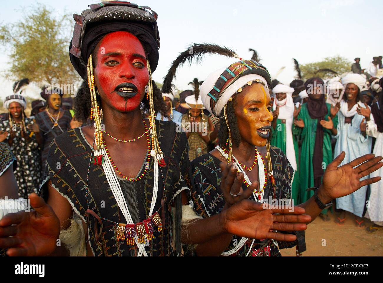 Niger. A Wodaabe-Bororo man with his face painted for the annual ...
