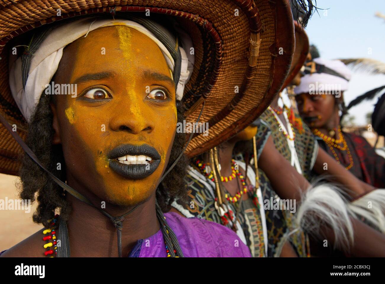 Niger. A Wodaabe-Bororo man with his face painted for the annual ...