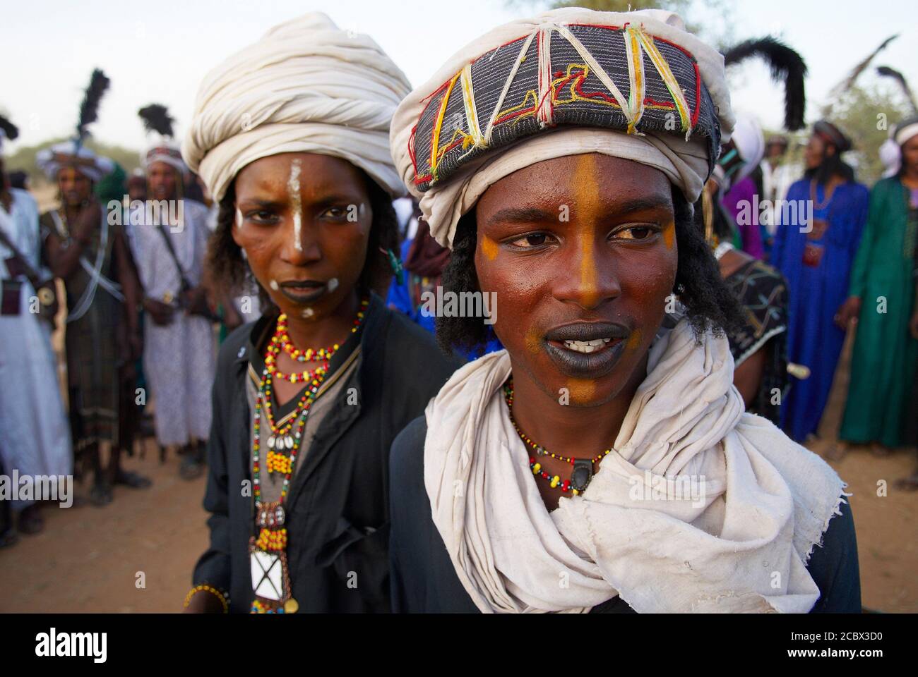 Niger. A Wodaabe-Bororo man with his face painted for the annual ...