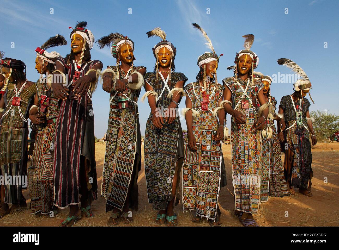 Niger. A Wodaabe-Bororo man with his face painted for the annual ...