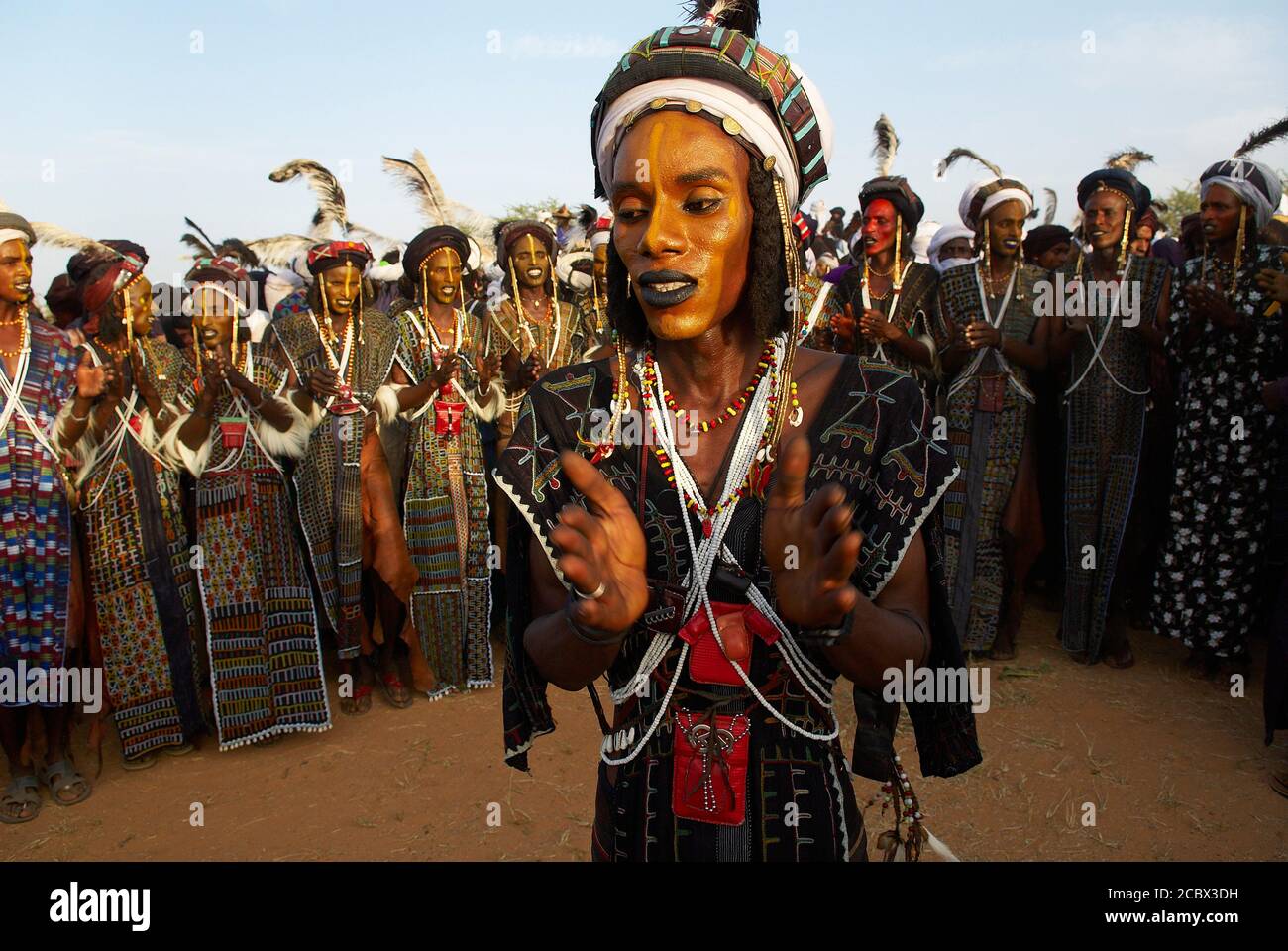 Niger. A Wodaabe-Bororo man with his face painted for the annual ...