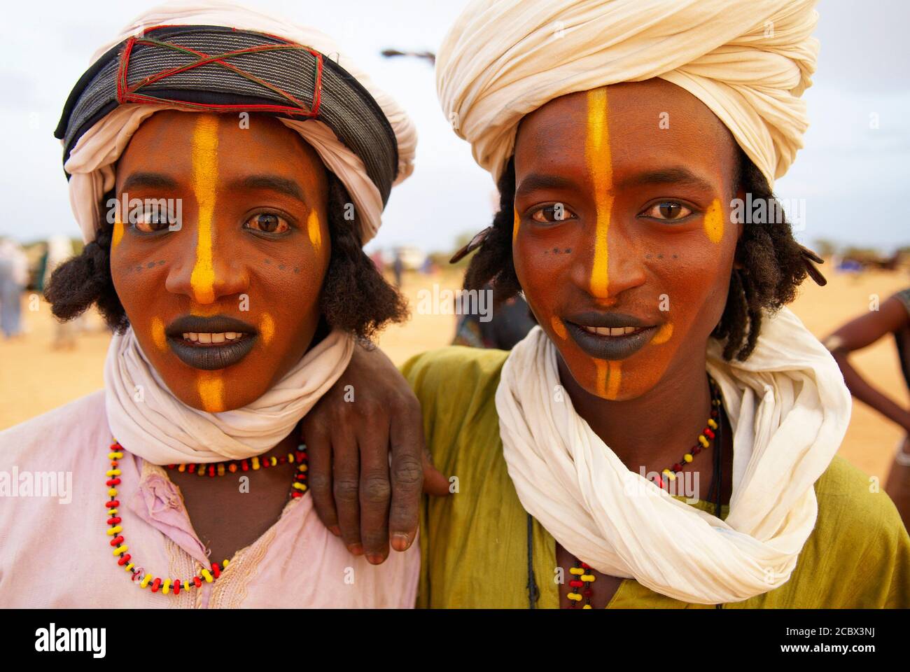 Niger. A Wodaabe-Bororo man with his face painted for the annual ...