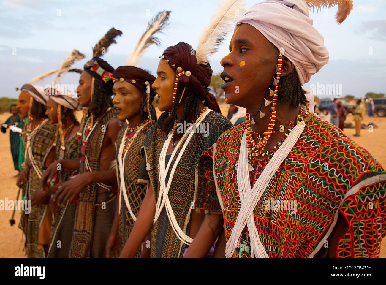 Niger. A Wodaabe-Bororo man with his face painted for the annual ...