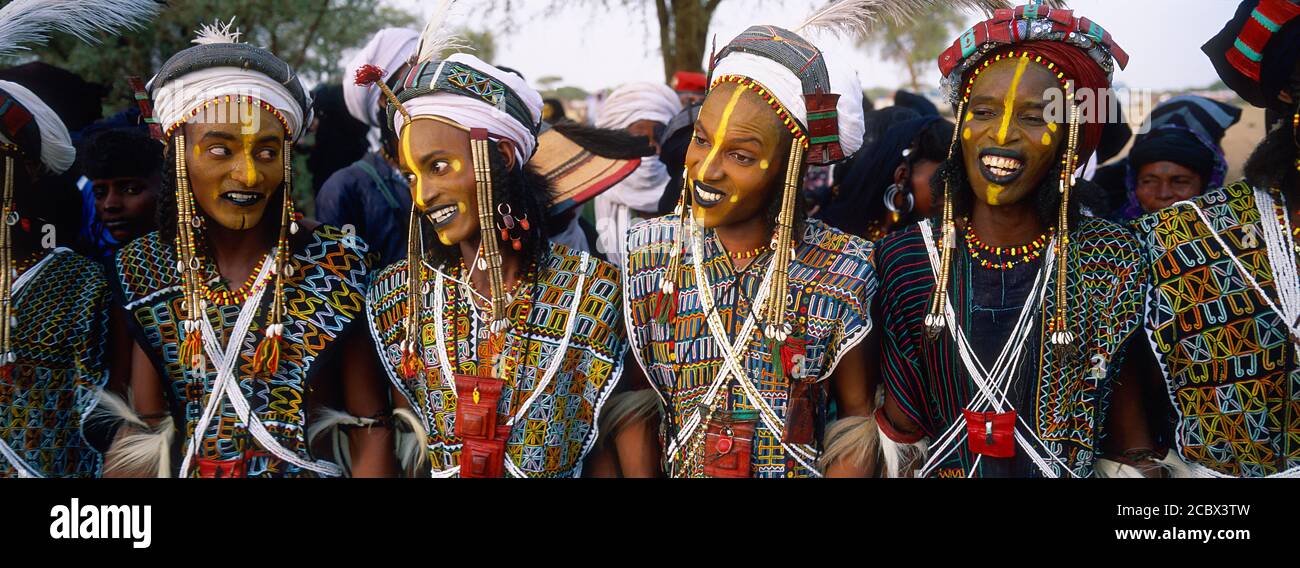 Niger. A Wodaabe-Bororo man with his face painted for the annual ...