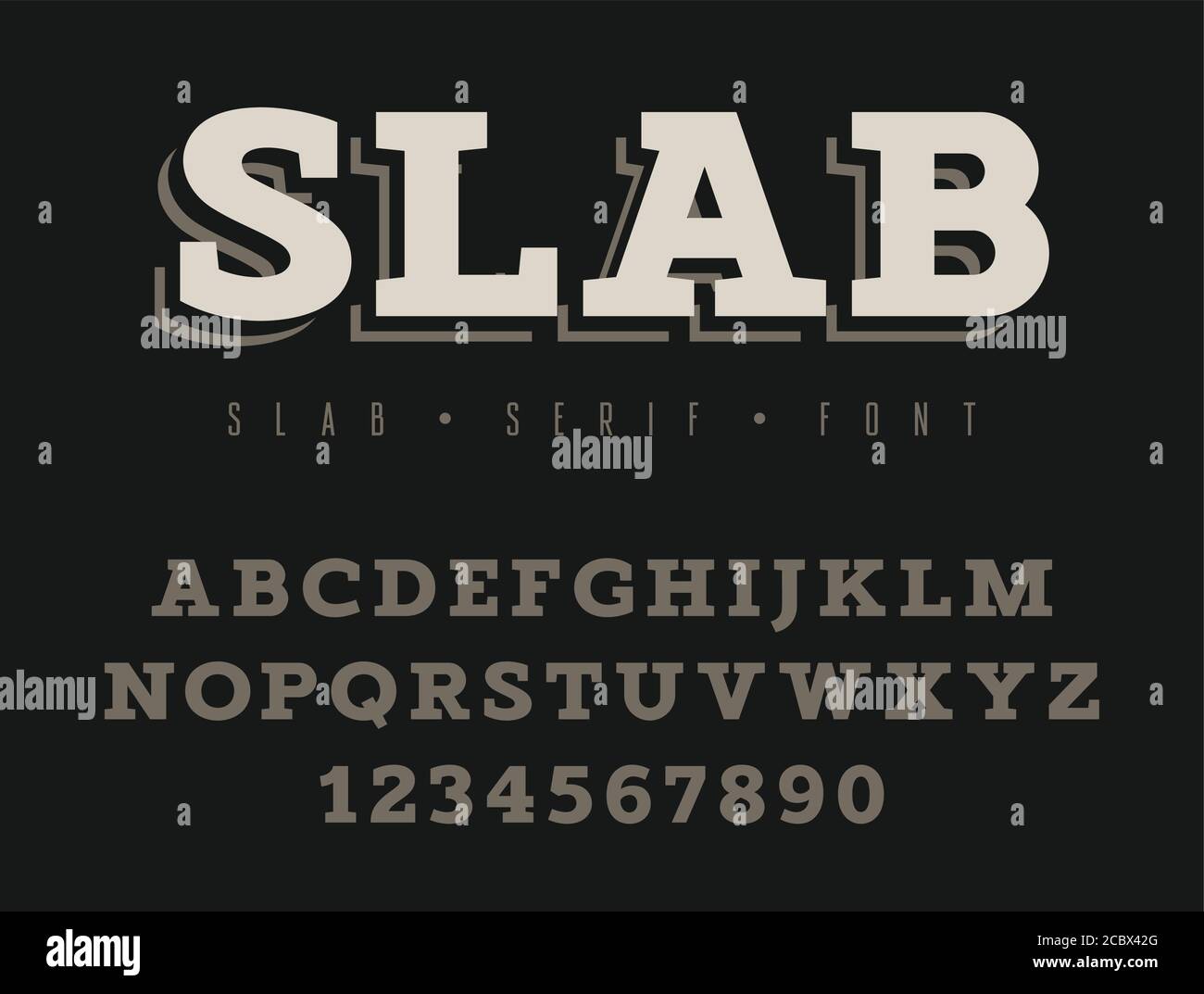 Slab serif vector alphabet. Uppercase letters and numbers. Slab serif ...