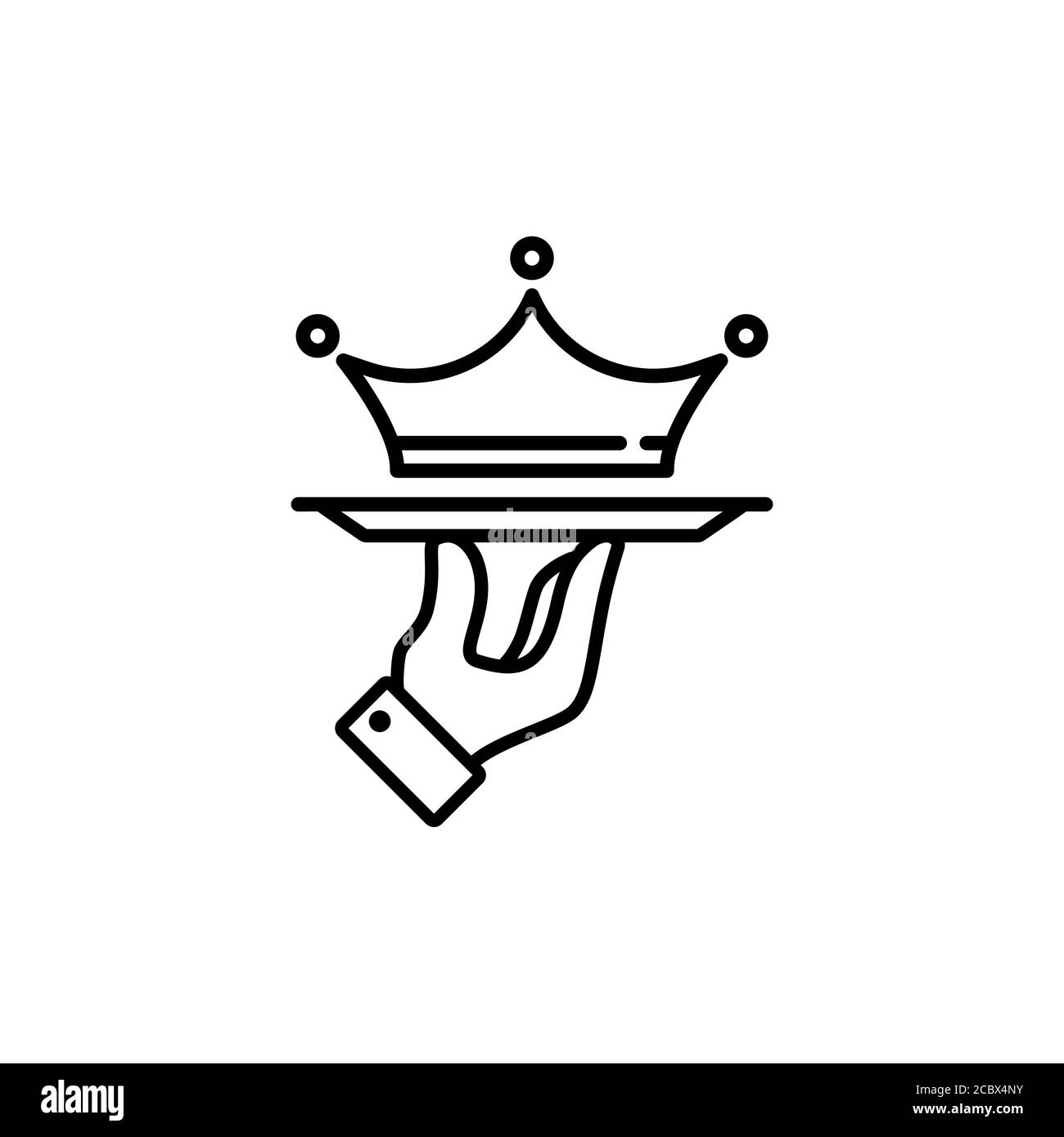 Crown on a tray line icon. Exclusive dish. Special order. Vector on ...