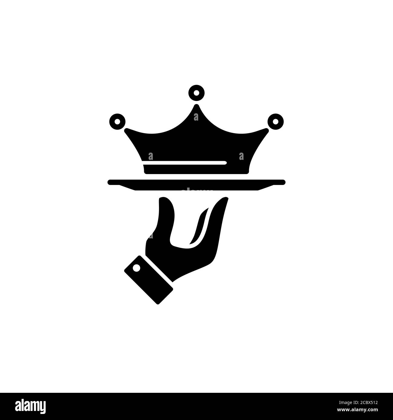 Crown on a tray icon. Premium class offer. Vip restaurant service ...