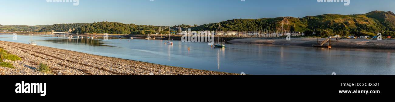 Panoramic view of the Conwy Estuary from Deganwy, North Wales Stock ...