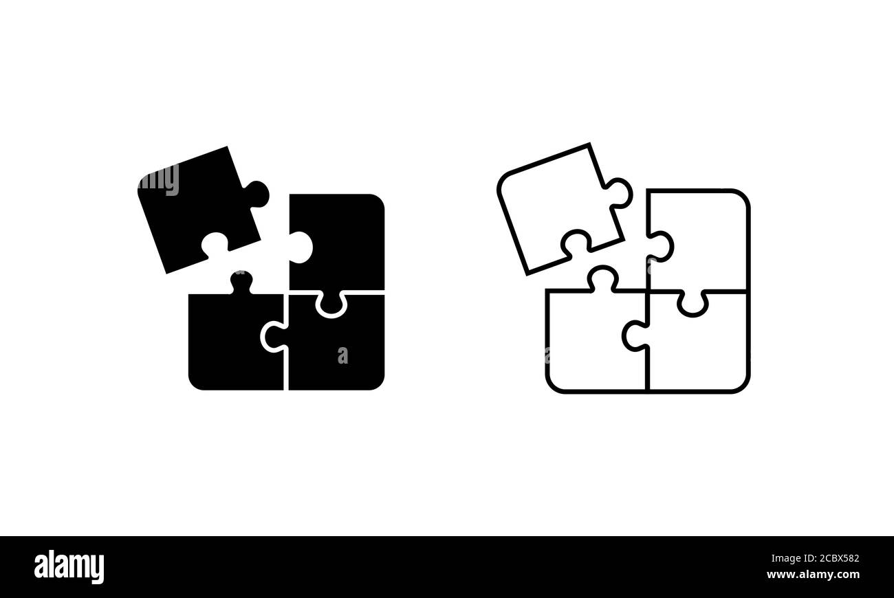 Four puzzle pieces icon. Teamwork concept. Vector on isolated ...