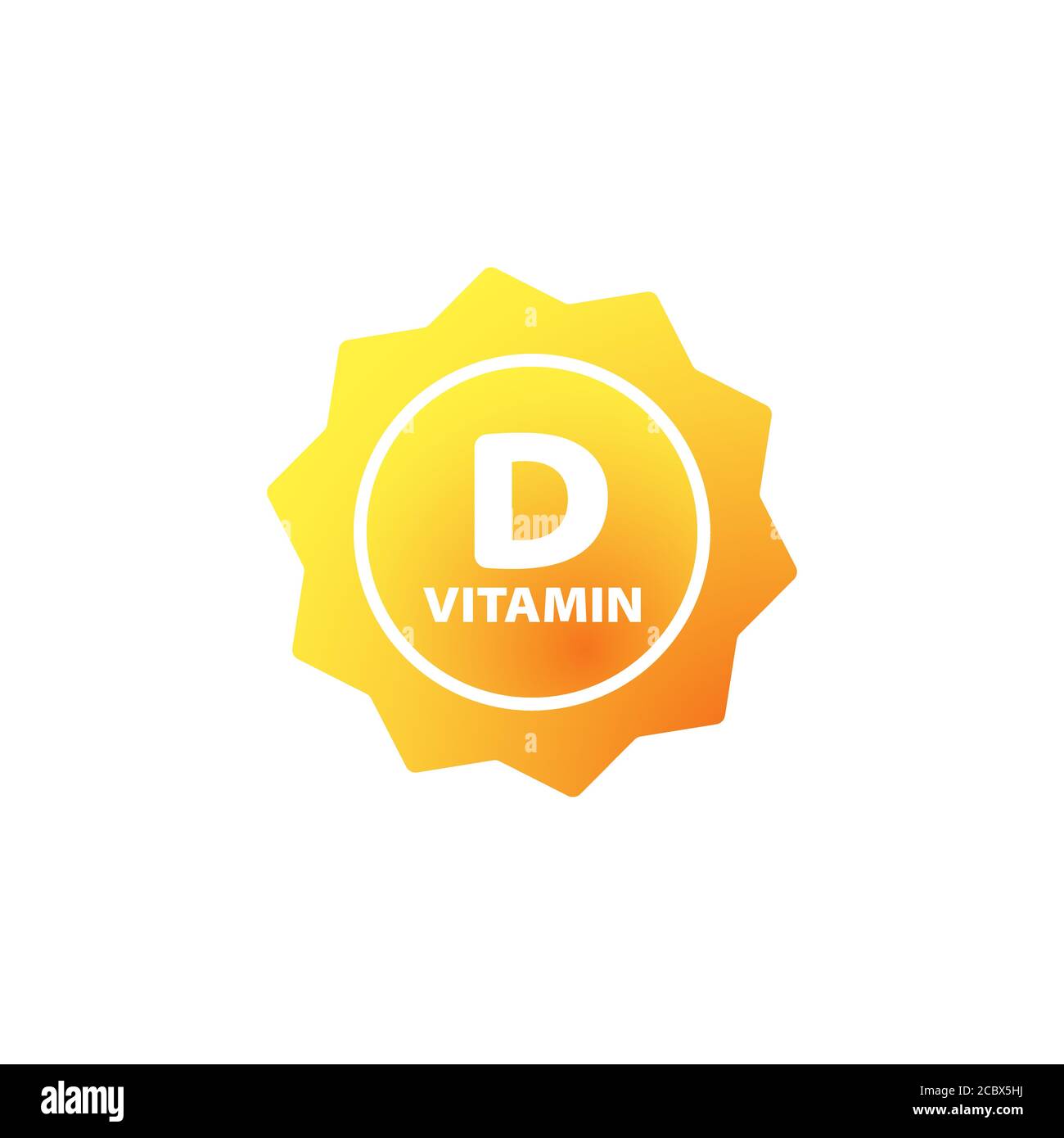 Vitamin D icon with sun. Health care concept. Vector on isolated white ...