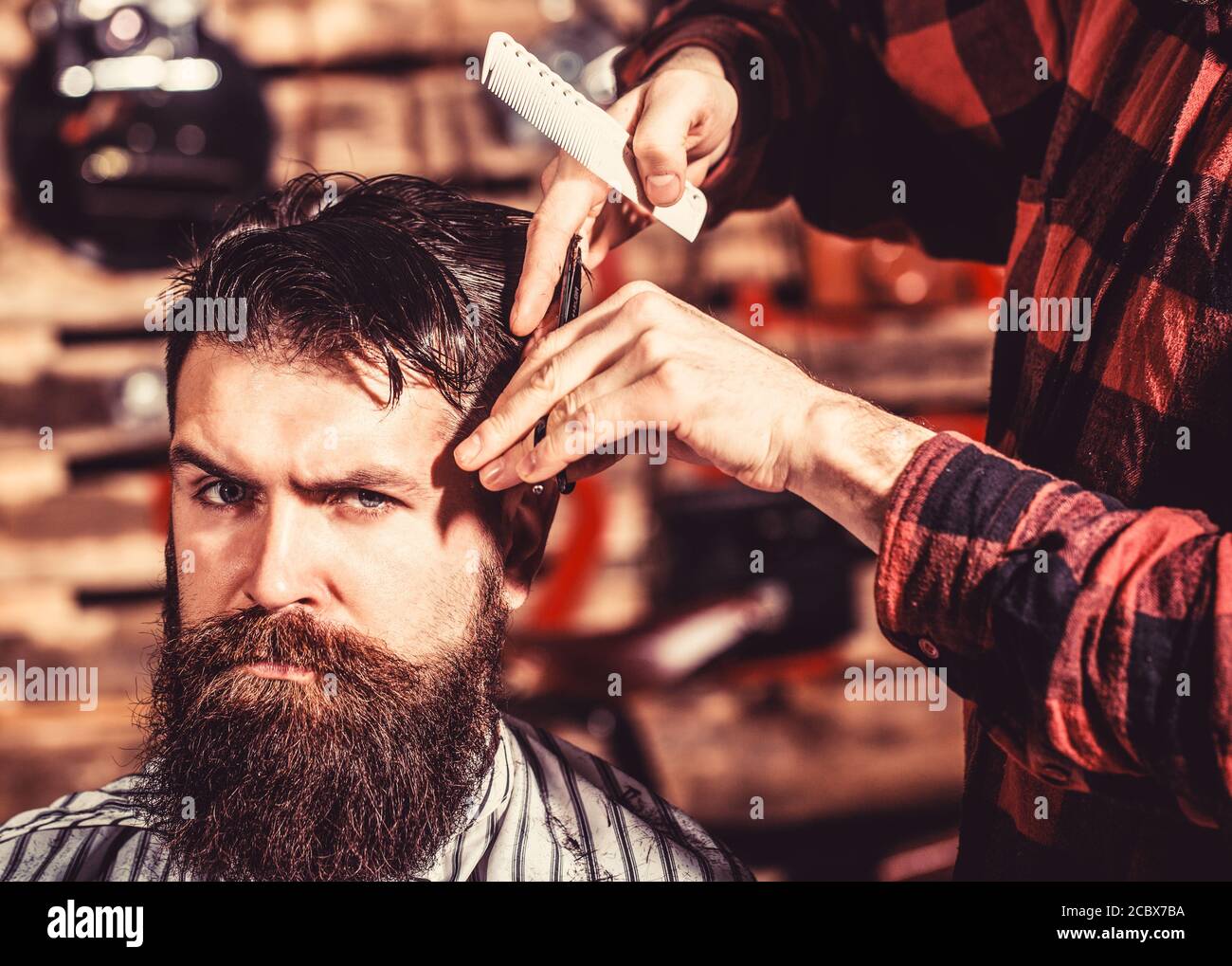 Barber scissors, barber shop. Vintage barbershop, shaving. Man ...