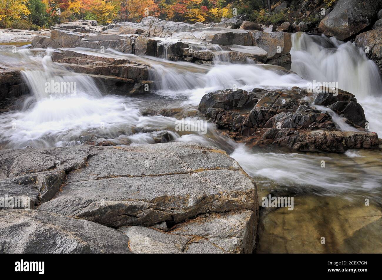 Autumn in New Hampshire. View of Swift River cascades and rapids in ...