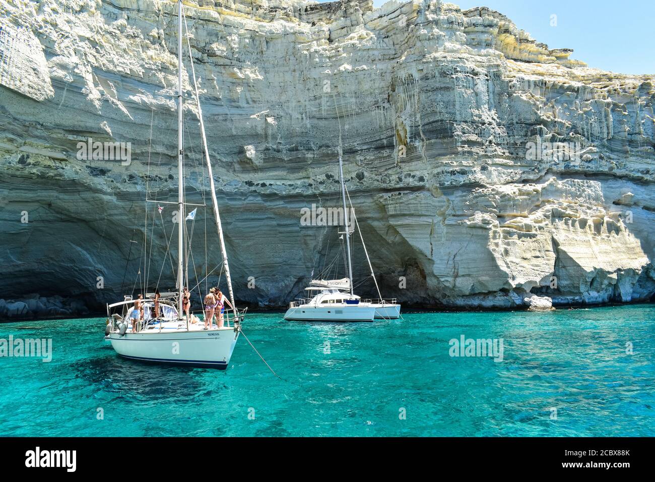 Sailing in Santorini Stock Photo - Alamy