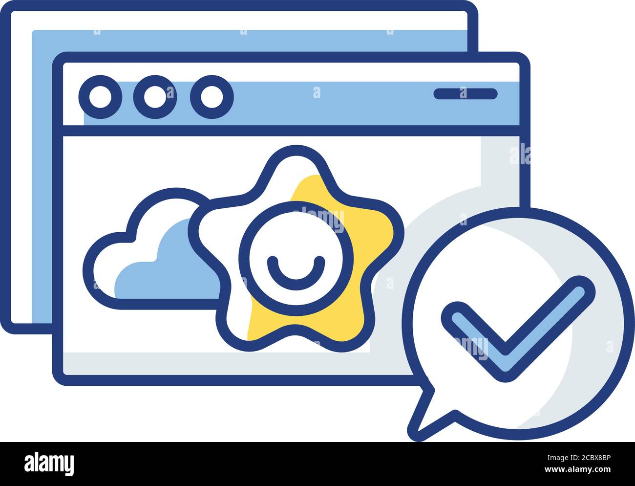 Connection success RGB color icon. Web notification, internet message. Successful website access ...