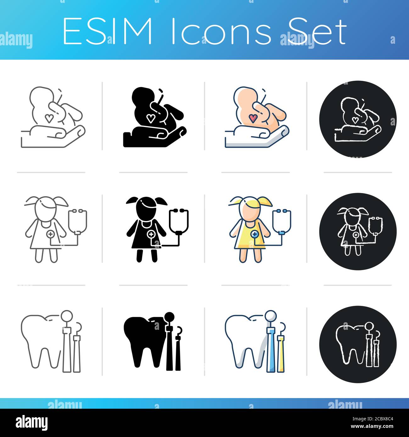 Children health care icons set. Pregnancy and childbirth. Pediatric ...