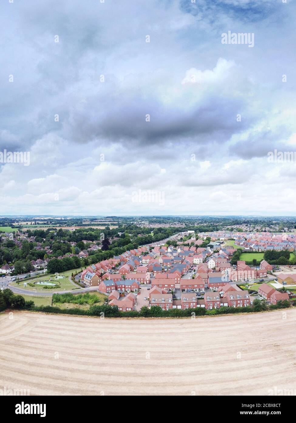 aerial view of housing estate in Bodicote against a countryside ...