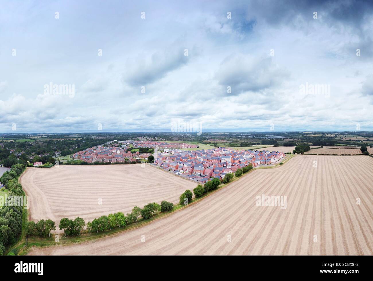 aerial view of housing estate in Bodicote against a countryside ...