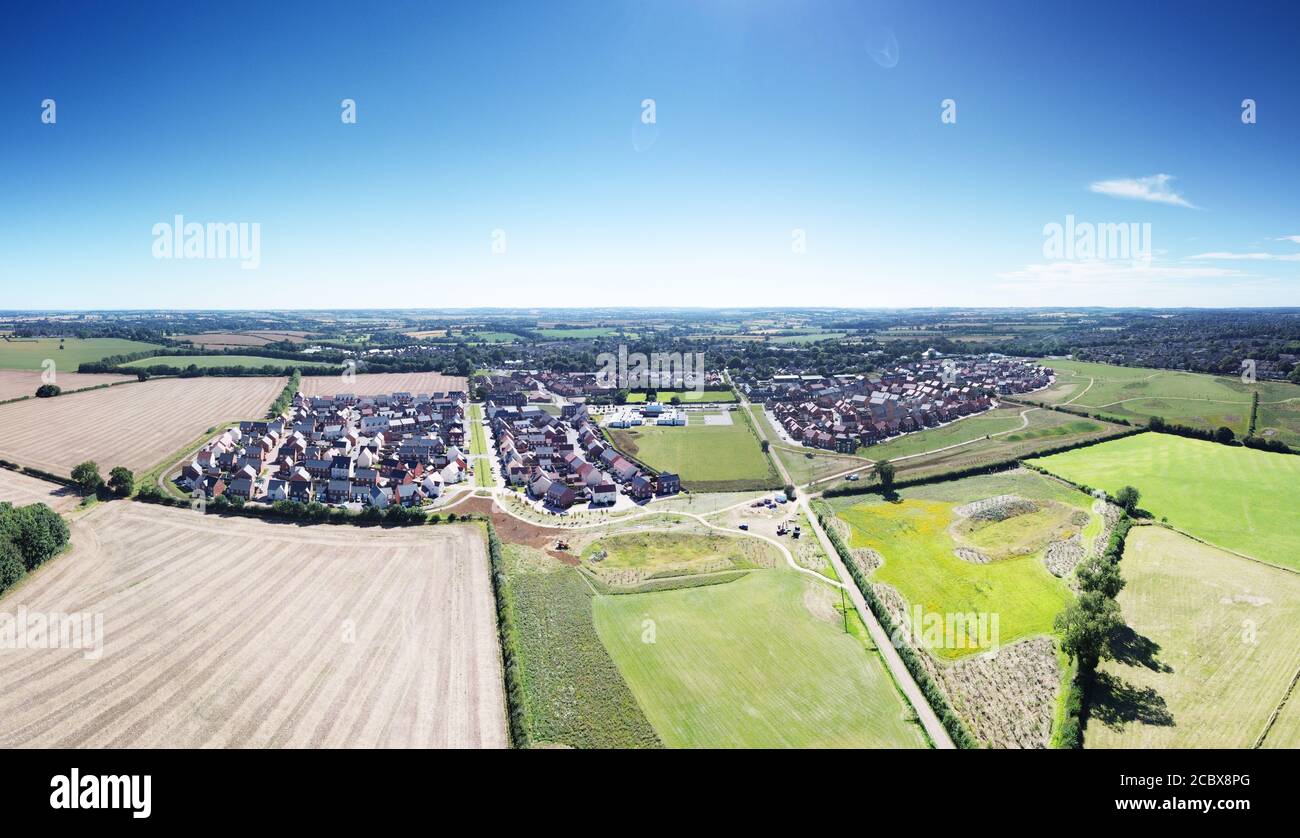 aerial view of housing estate in Bodicote against a countryside ...