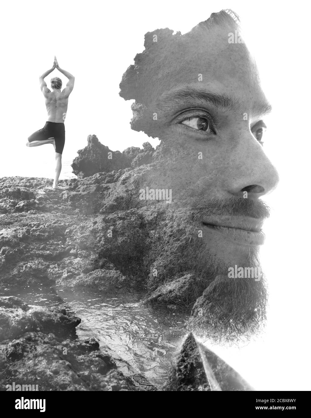 Surreal creative double exposure portrait Stock Photo - Alamy