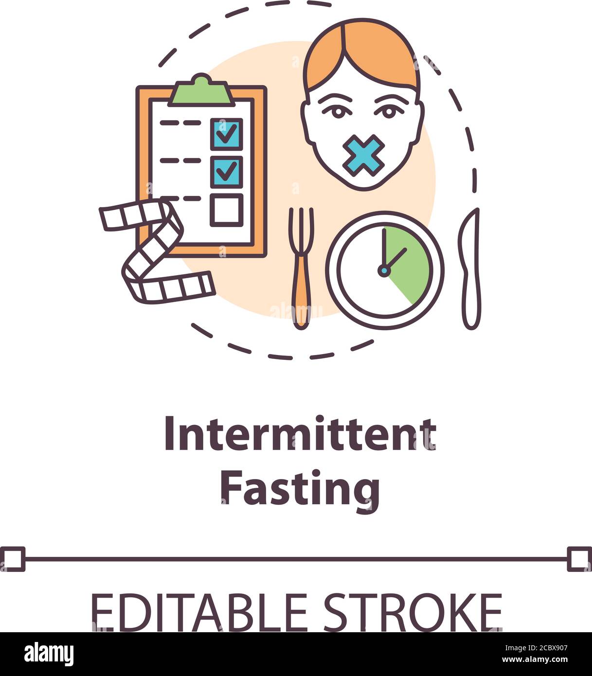 Intermittent fasting concept icon. Biohacking, nutrition management ...