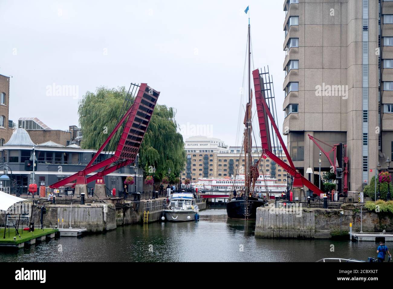 Lifting Bridge from St Katerhine's Dock into the Thames,with the Tower ...