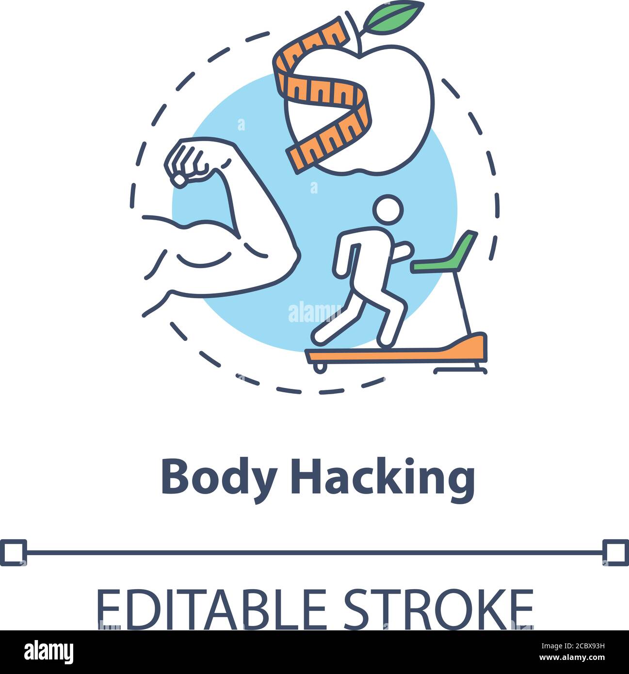 Body hacking concept icon. Healthy lifestyle, biohacking idea thin line ...
