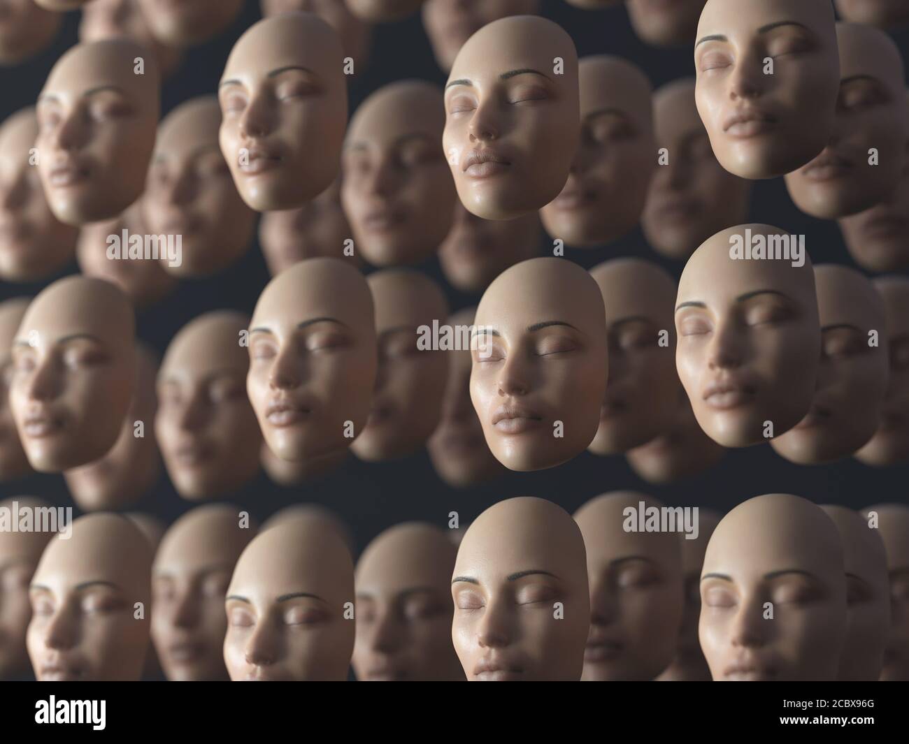 array of human faces masks Stock Photo - Alamy