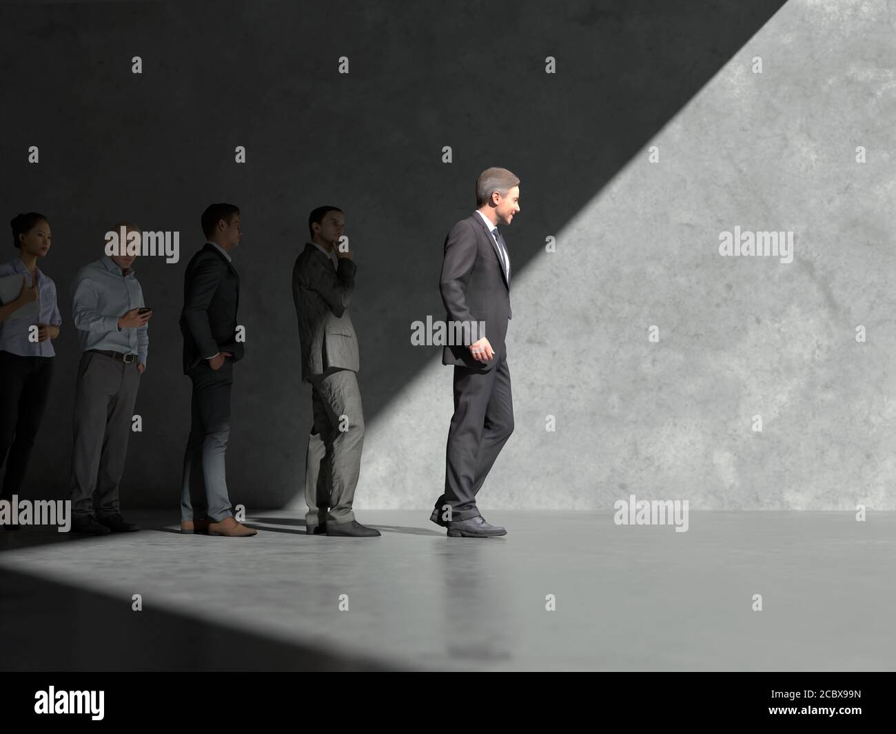 group of business people come out of the shadows Stock Photo - Alamy