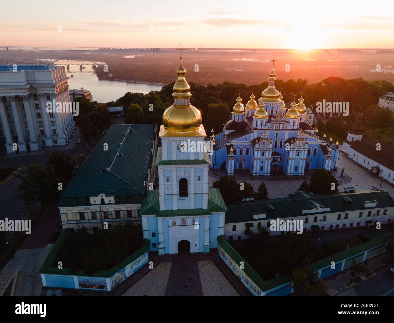 Kyiv, Ukraine aerial view : St. Michael's Golden-Domed Monastery Stock ...