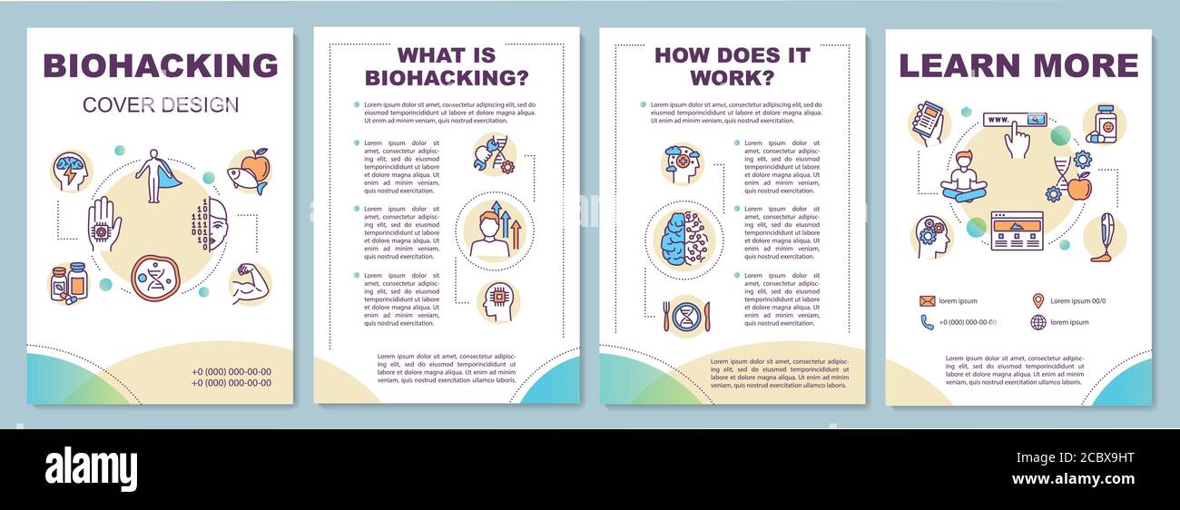 Biohacking brochure template. Body wellness improvement. DIY biology ...