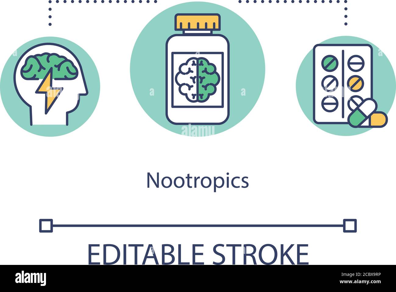 Nootropics concept icon. Biohacking idea thin line illustration ...