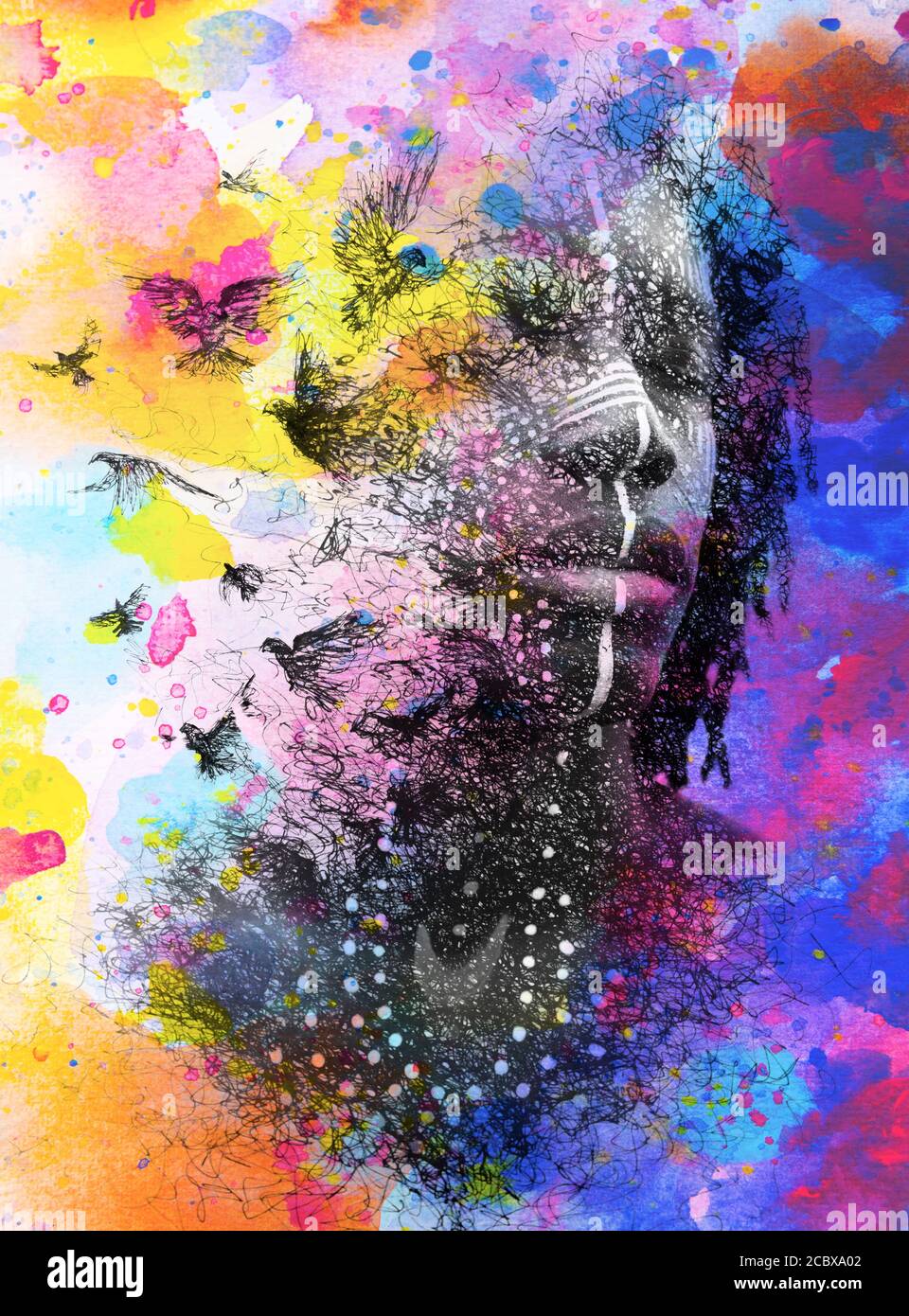 Creative photo manipulation of a portrait Stock Photo - Alamy